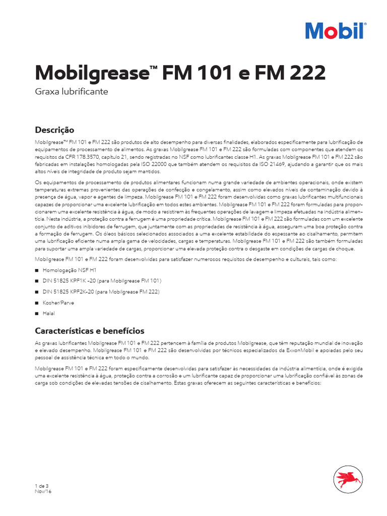 Mobilgrease FM 101 e FM 222 Pds 2016 | PDF