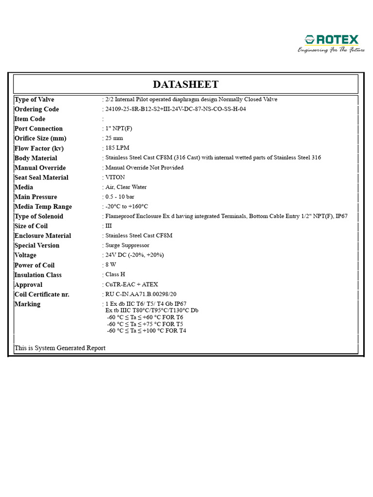 2/2 Pilot Operated Diaphragm Valve Datasheet | PDF