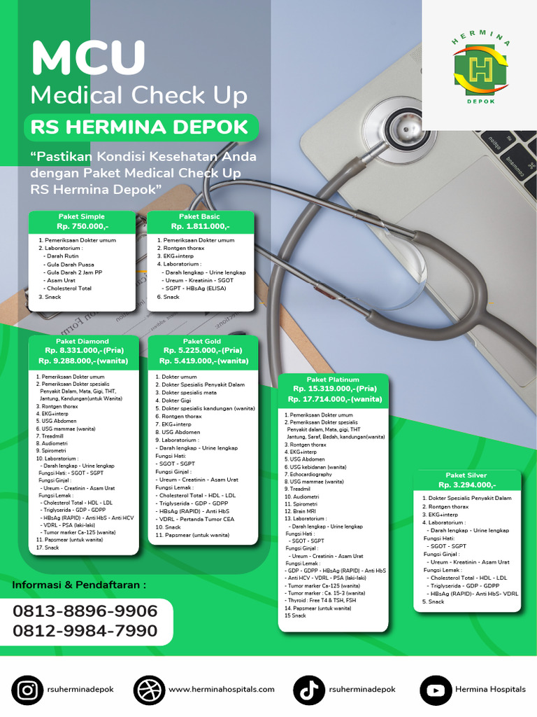 Rs Hermina Depok: Medical Check Up | PDF