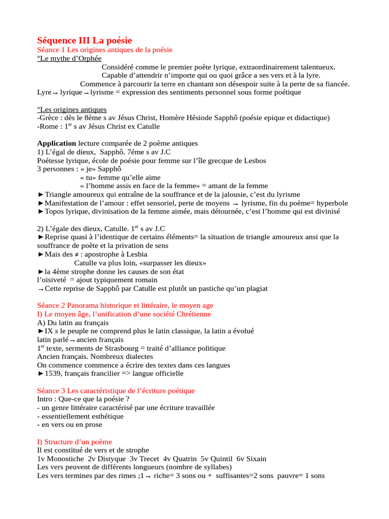 Séquence III La Poésie | PDF | Poésie | Amour