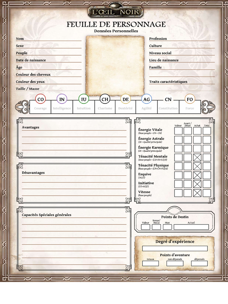 Feuille de Personnage | PDF