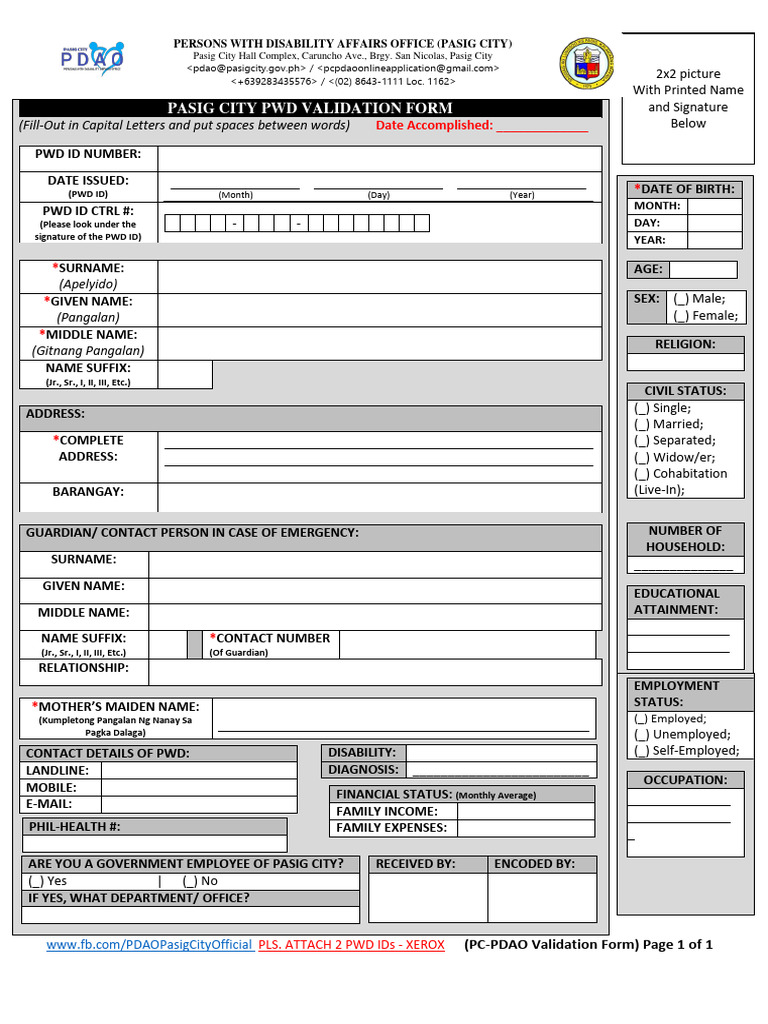PC-PDAO (PWD Validation Form (04!11!2024) | PDF