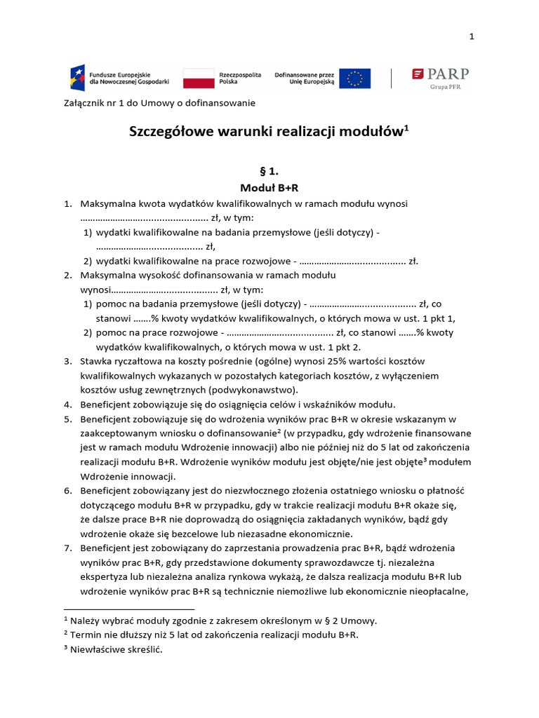 Zal 1 Do Umowy Szczegolowe Warunki Realizacji Modulow | PDF