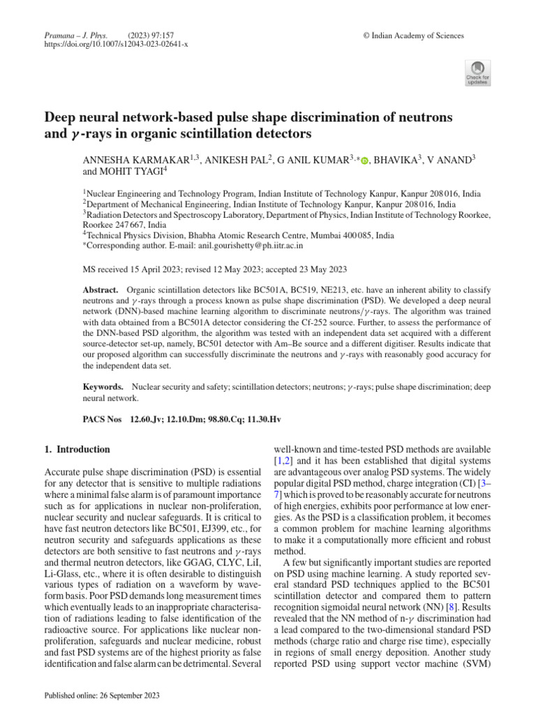 Deep Neural Network-Based Pulse Shape Discrimination of Neutrons | PDF ... Deep Neural Network-Based Pulse Shape Discrimination of Neutrons | PDF ...