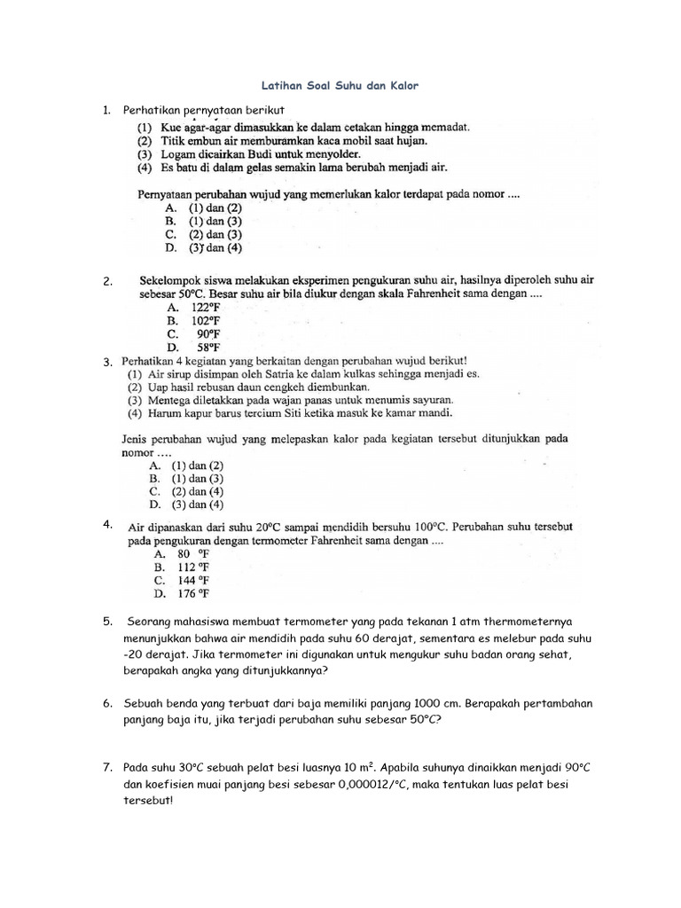 Latihan Soal Suhu Dan Kalor | PDF