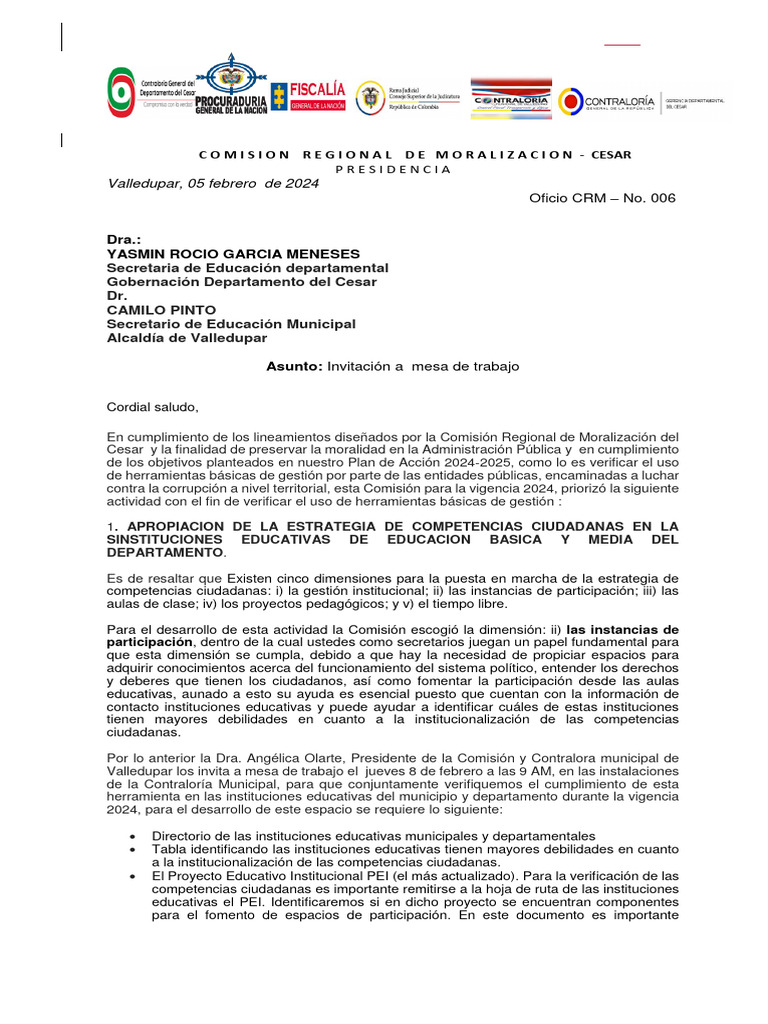 OFICIO 006 Contraloria | PDF | Gobierno