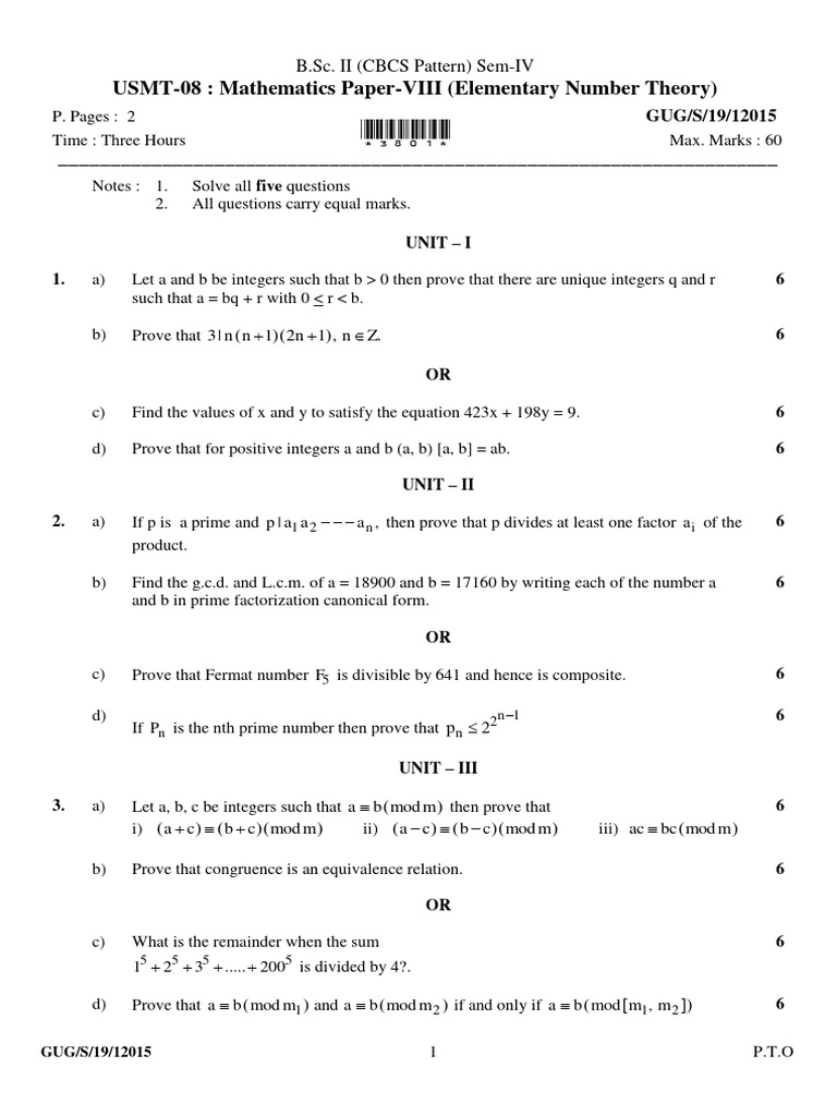 Year - B.Sc. II (CBCS Pattern) Sem-IV Subject - USMT-08 - Mathematics ...