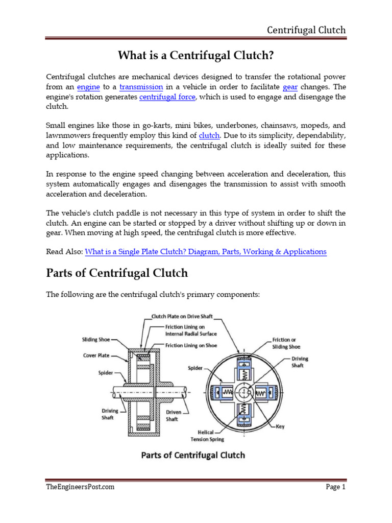 Centrifugal Clutch | PDF | Clutch | Mechanical Engineering