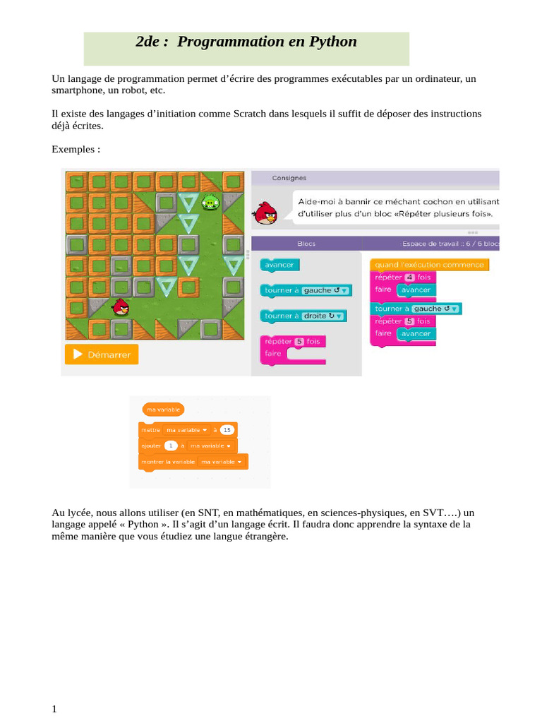 Maths 2de Python 1 ELEVE | PDF | Langage de programmation ...