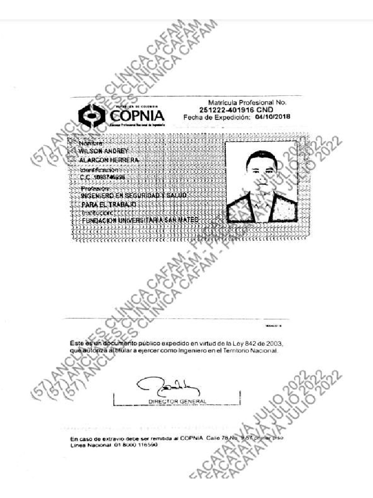 Tarjeta Profesional Persona Calificada | PDF