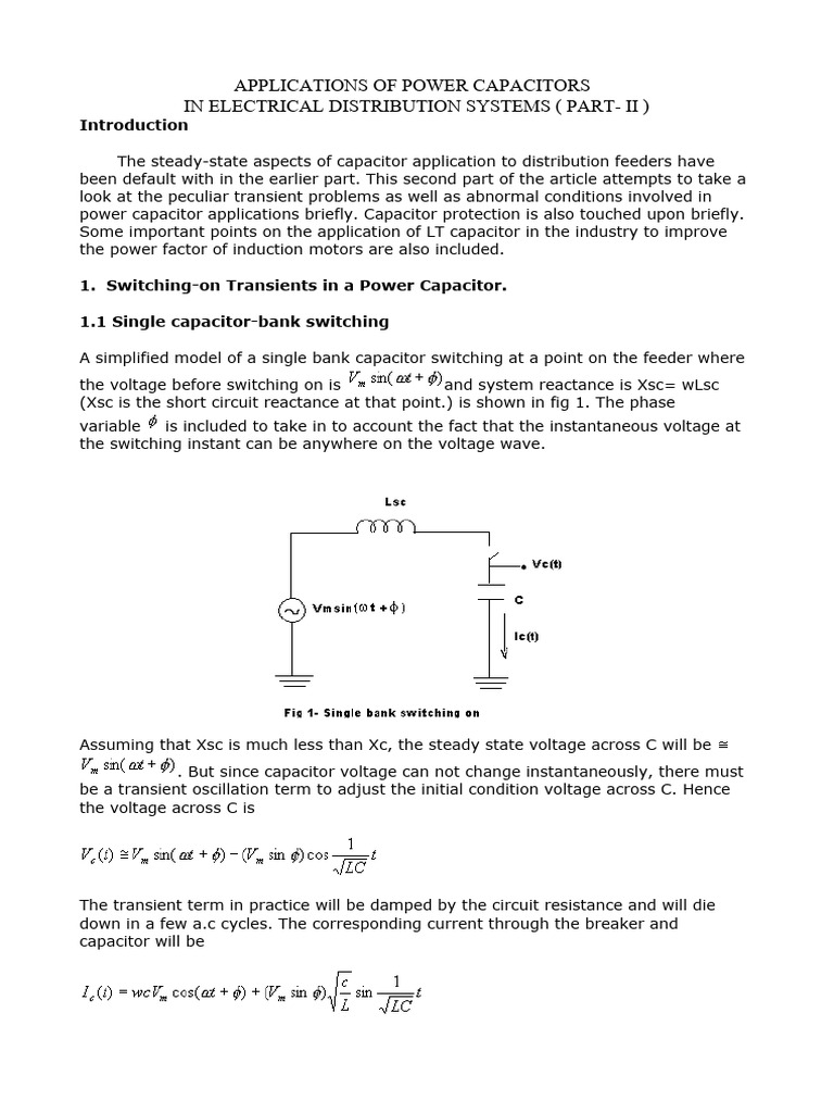 Applications of Power Capacitors | PDF | Capacitor | Rectifier