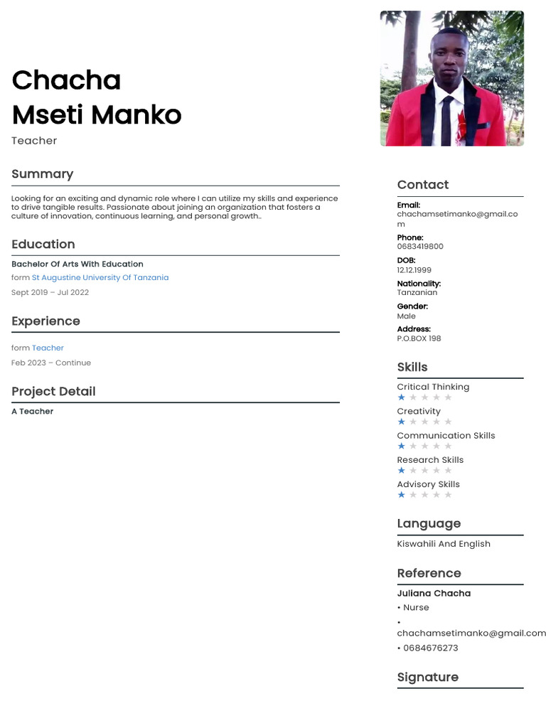 Chacha _Resume_496 | PDF | Cognition