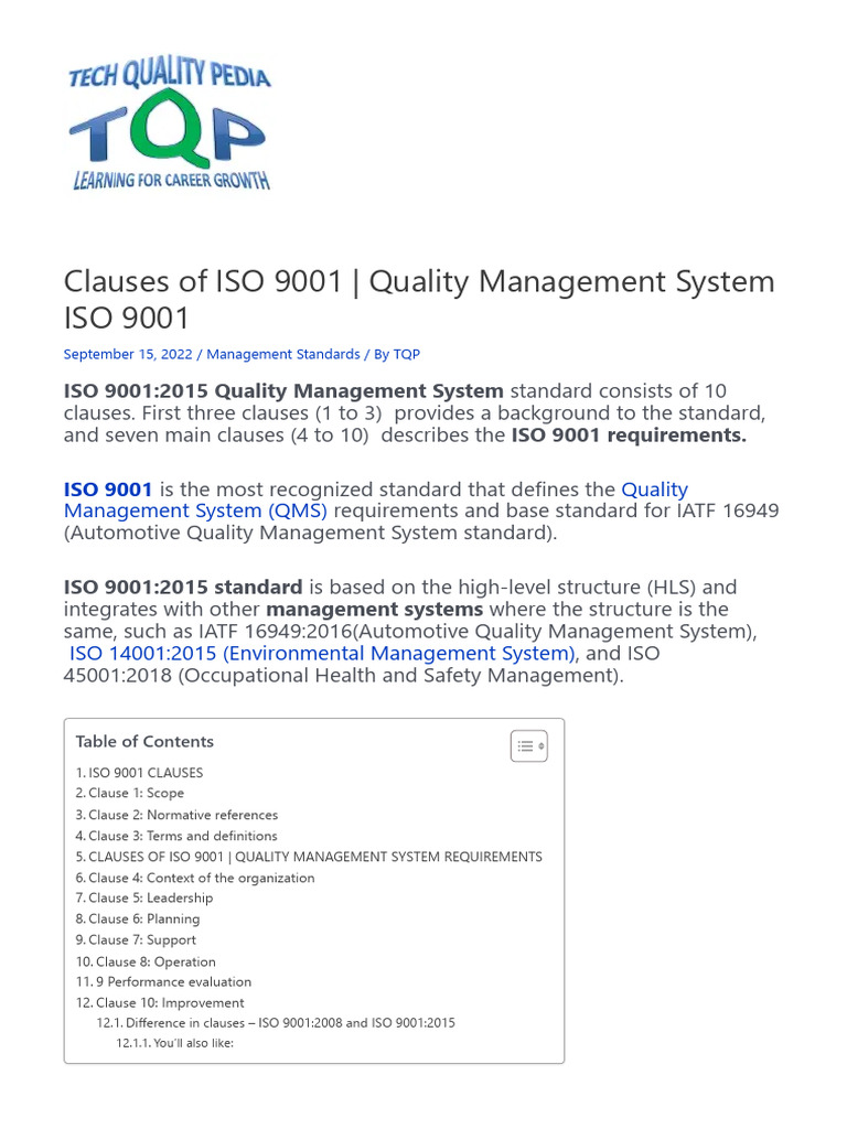 Clauses of ISO 9001 _ Quality Management System ISO 9001 | PDF | Iso ... Clauses of ISO 9001 _ Quality Management System ISO 9001 | PDF | Iso ...