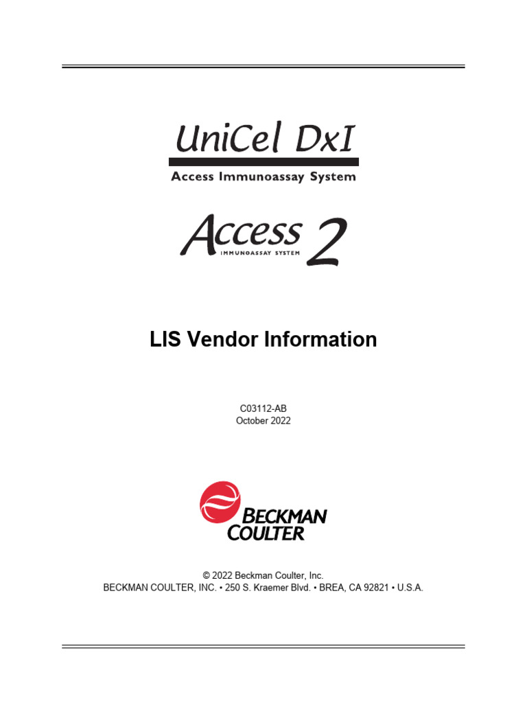 LIS Interface Guide for Beckman Coulter | PDF | Telecommunications ...