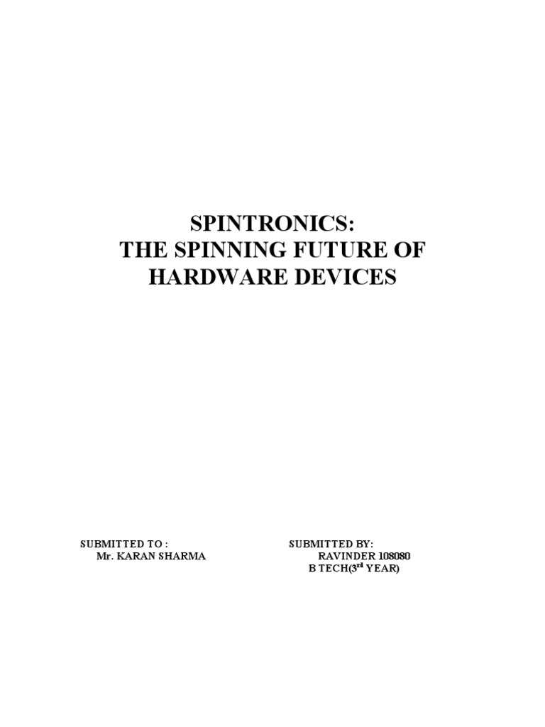 Spintronics: The Spinning Future of Hardware Devices | PDF | Spin ...
