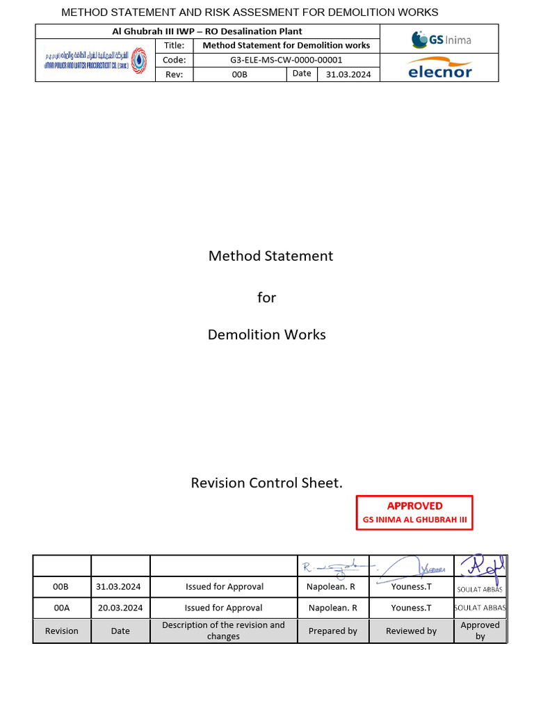 Method Statement and Risk Assesment For Demolition | PDF | Personal ...