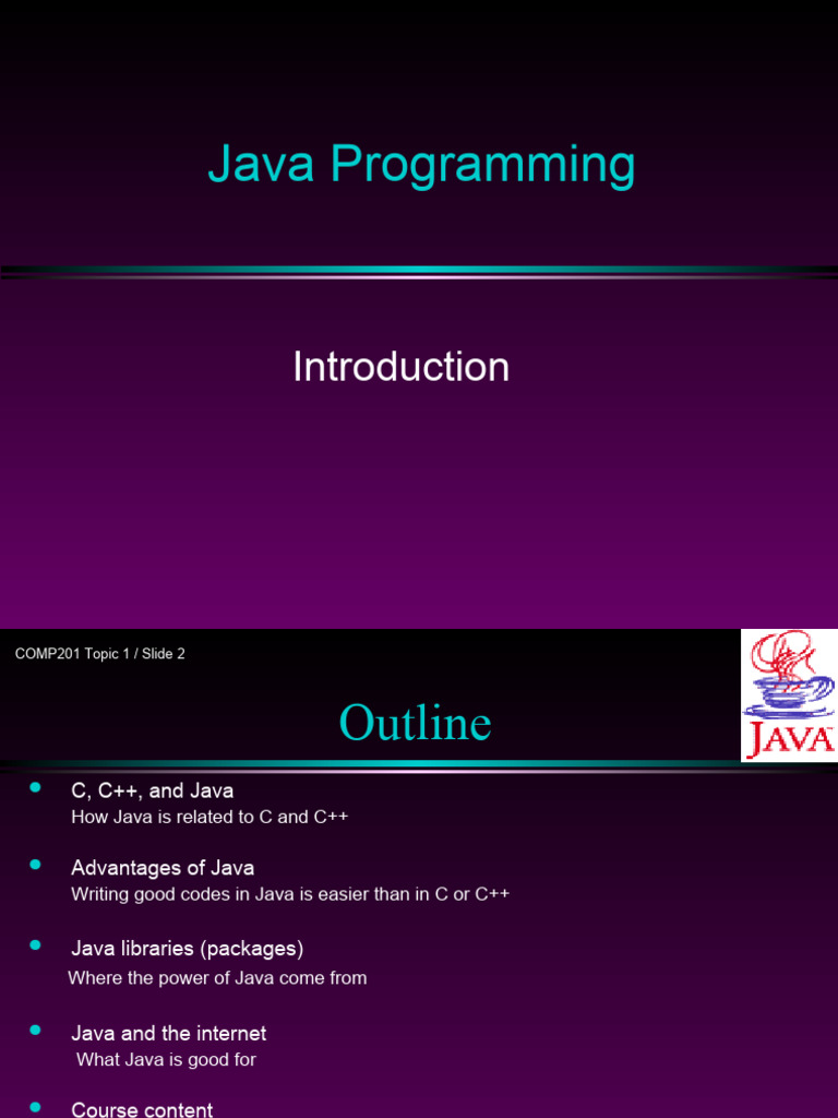 1 - Introduction To Java | PDF | Java (Programming Language) | C++ 1 - Introduction To Java | PDF | Java (Programming Language) | C++