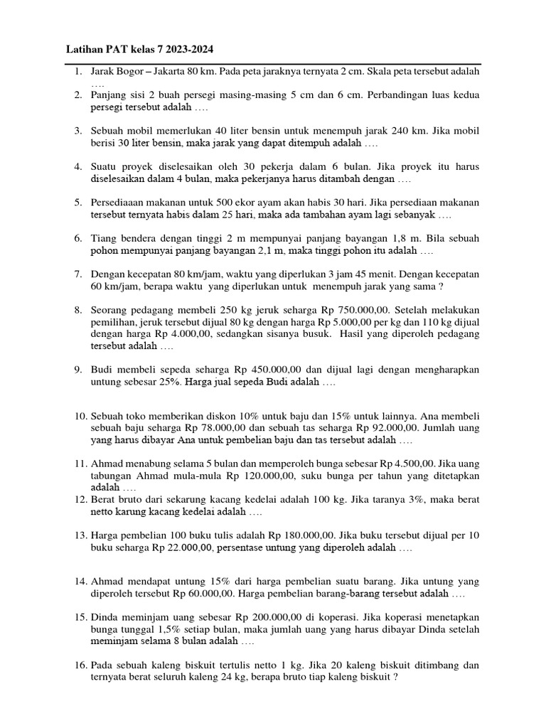 Latihan PAT 7 | PDF | Metode & Bahan Ajar | Seni