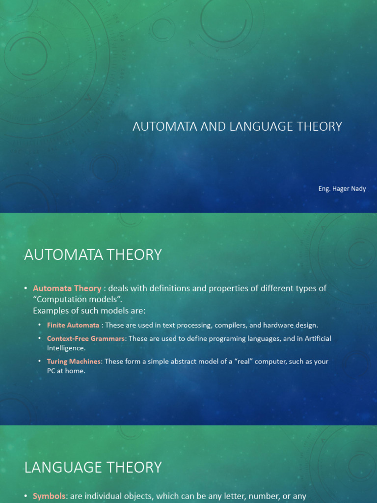 Automata and Language Theory Overview | PDF | String (Computer Science ...