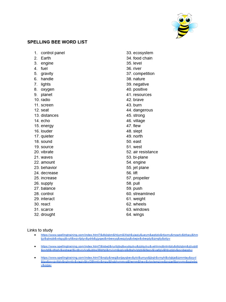 Spelling Bee Word List | PDF | Engines | Nature