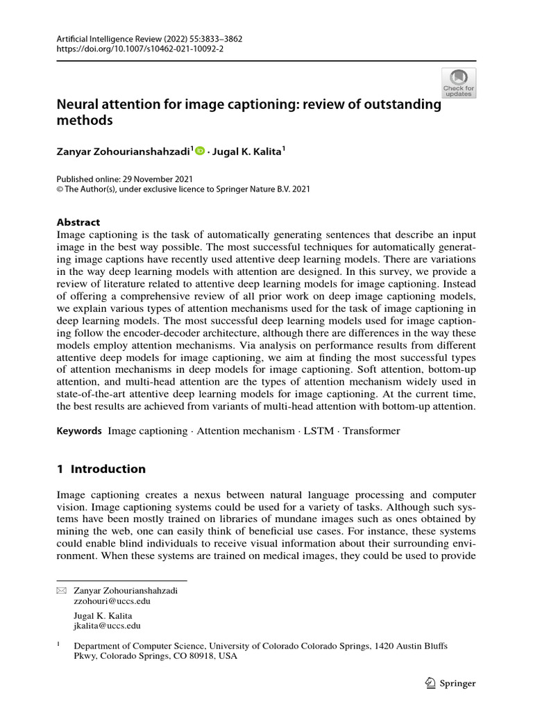 Neural Attention For Image Captioning: Review of Outstanding Methods ...