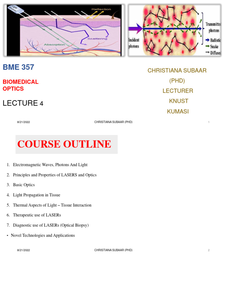 Lecture 4 - Light Tissue Interactions | PDF | Reflection (Physics ...