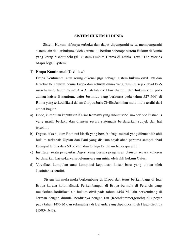 Sistem Hukum Di Dunia | PDF