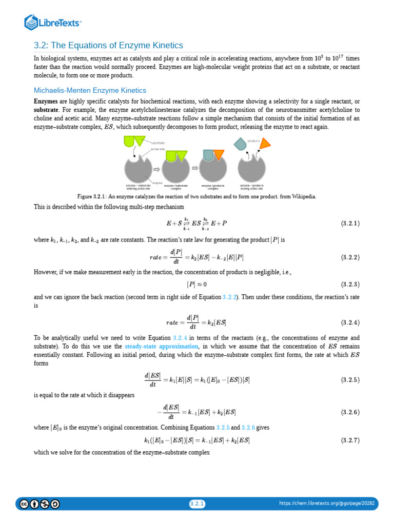 The Equations of Enzyme Kinetics | PDF | Enzyme Kinetics | Enzyme