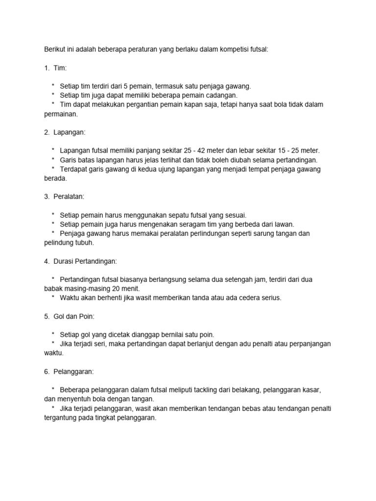 Aturan Futsal PDF | PDF