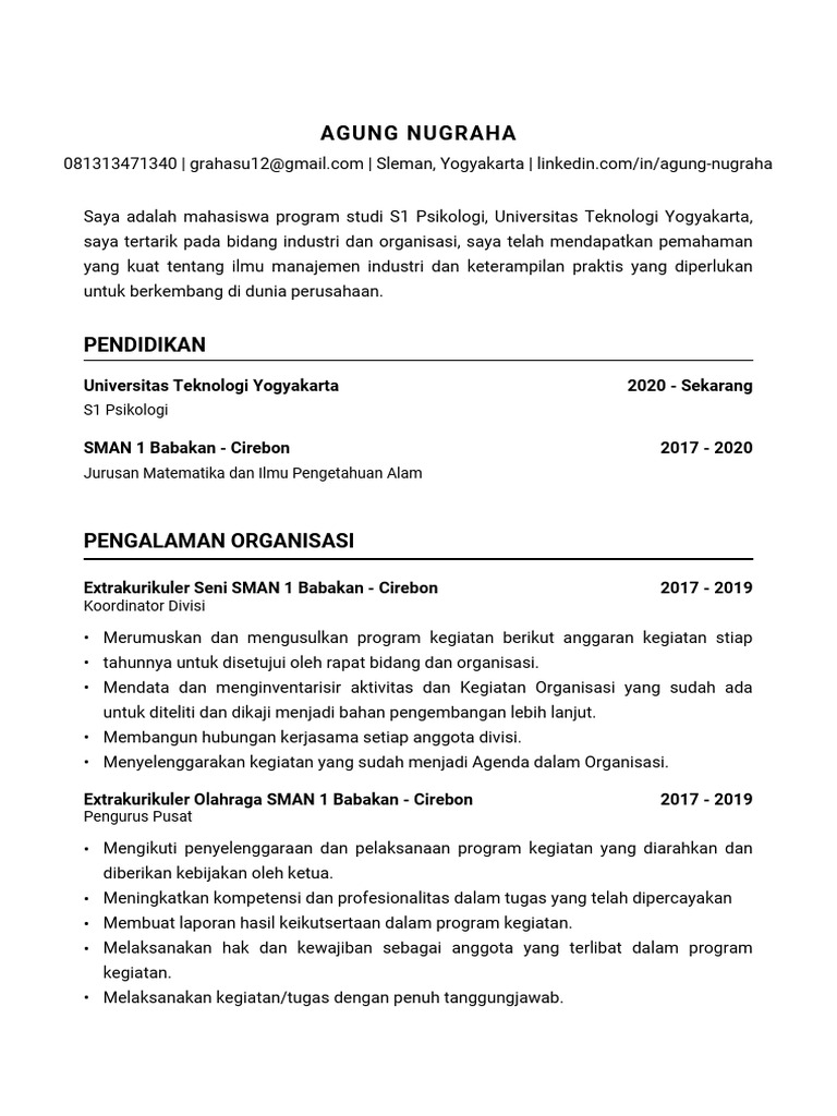 CV - Agung Nugraha | PDF | Bisnis | Seni