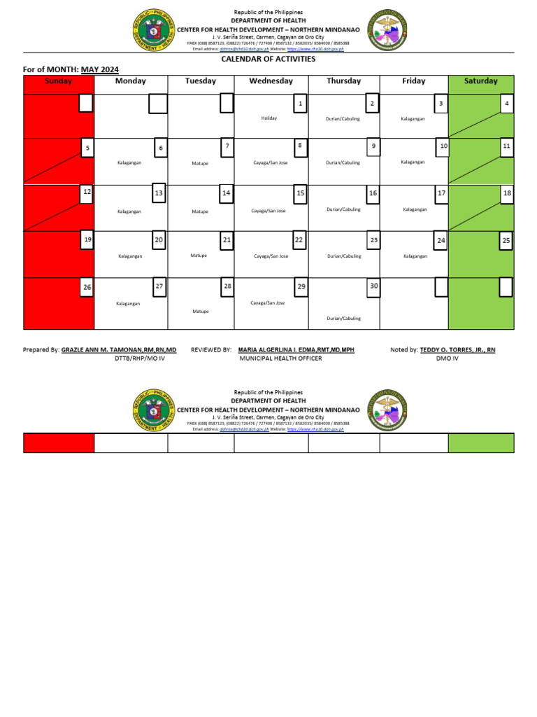 May 2024 Health Activities Calendar | PDF