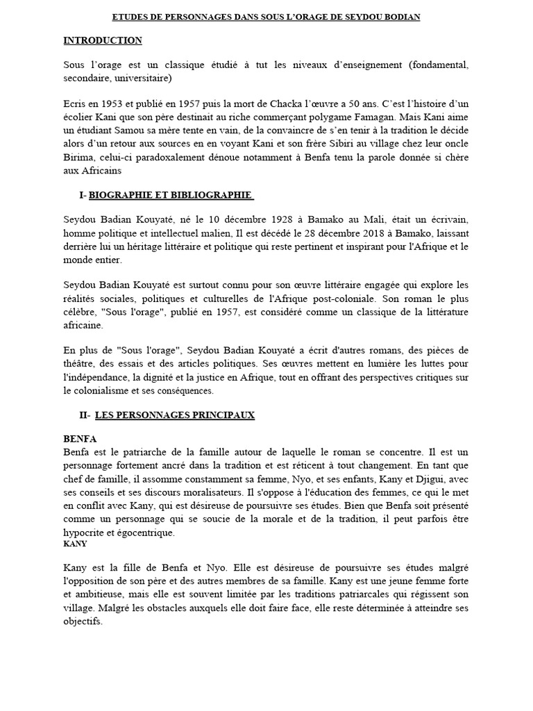 Etudes de Personnages Dans Sous L | PDF | Afrique