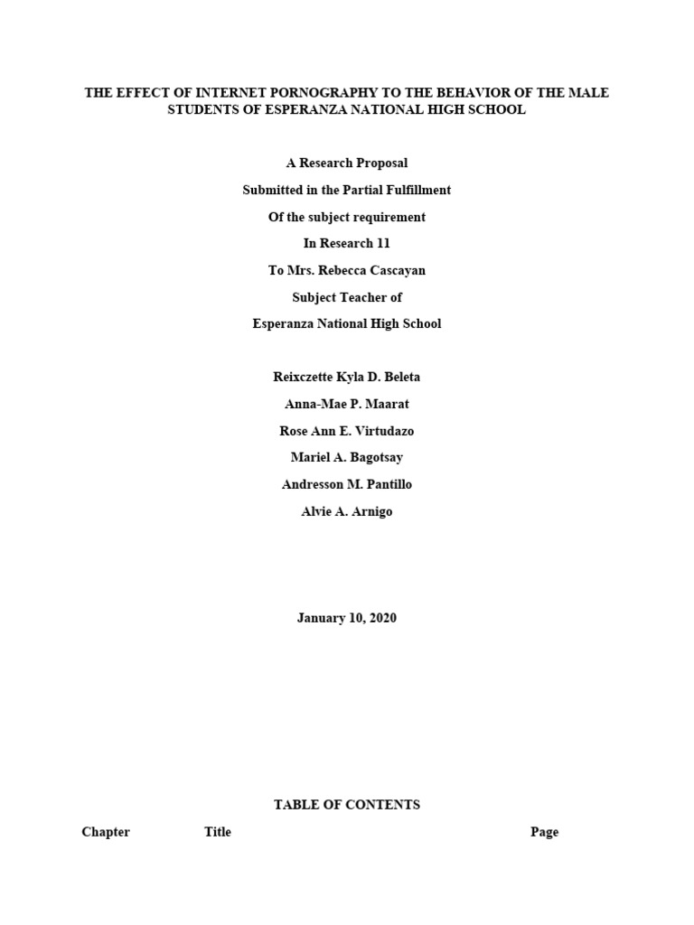 THE IMPACT OF INTERNET PORNOGRAPHY TO THE BEHAVIOR OF THE BOY STUDENTS ...