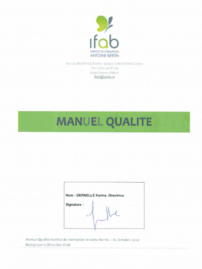 20201022_Manuel-qualité_V2 | PDF