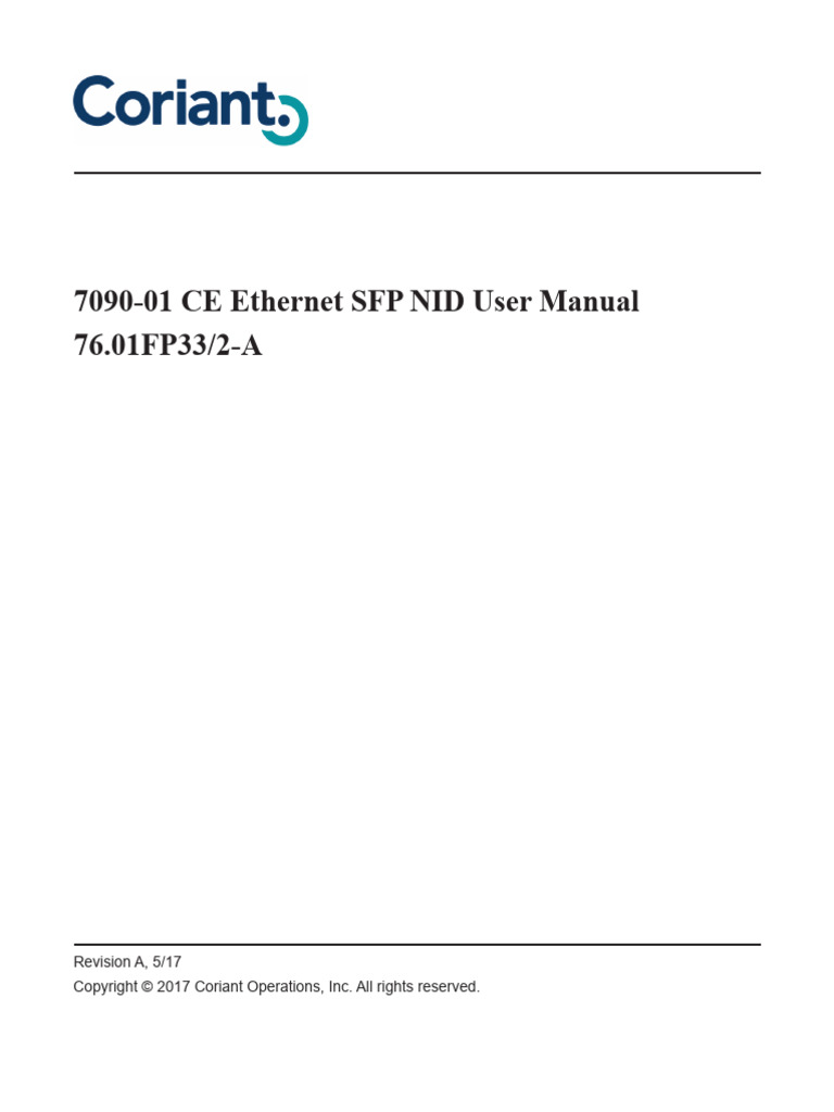 7090-01 CE Ethernet SFP NID User Manual 76.01FP33/2-A | PDF | Computer Network | Ethernet