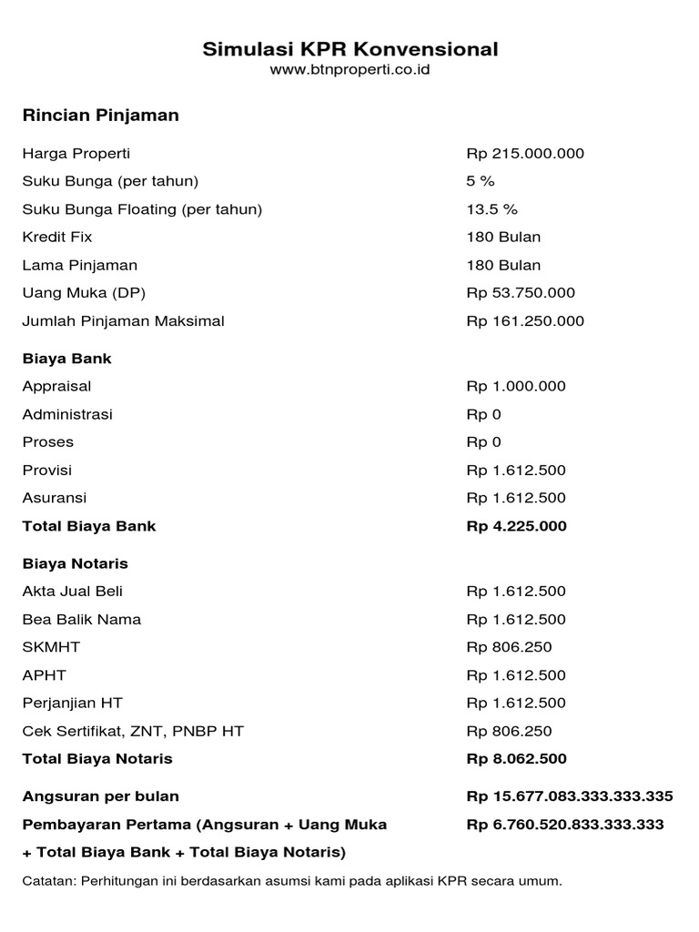 Simulasi KPR Konvensional 1715292922004 | PDF