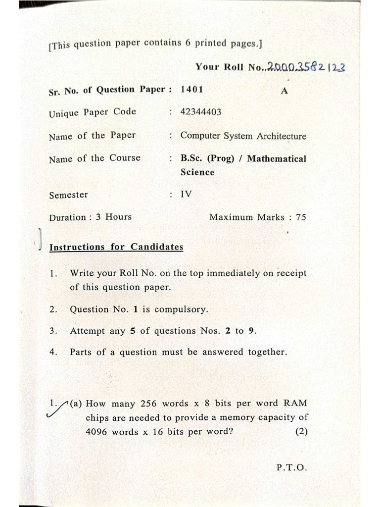 Paper 2022 BSC P CSA | PDF