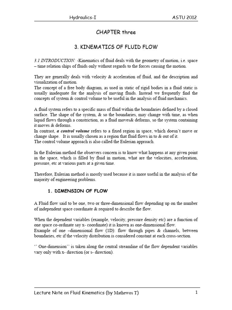 Chapter 3 Fluid Kinematics | PDF | Fluid Dynamics | Fluid Mechanics