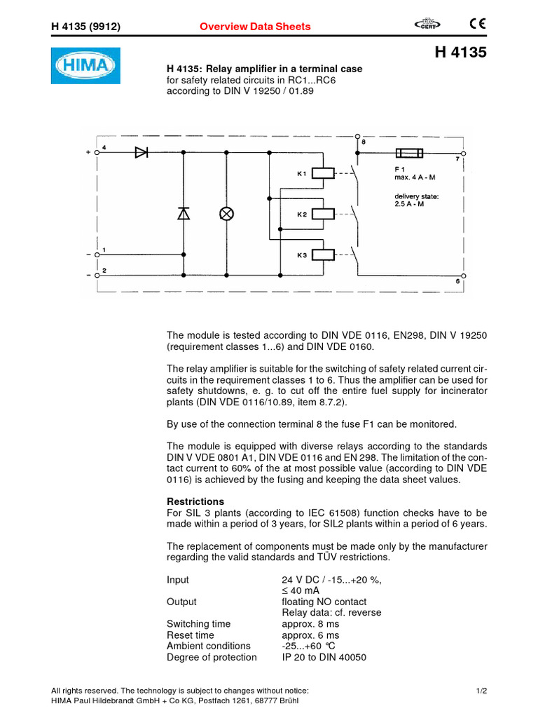 H 4135 - Relay Amplifier | PDF | Relay | Amplifier