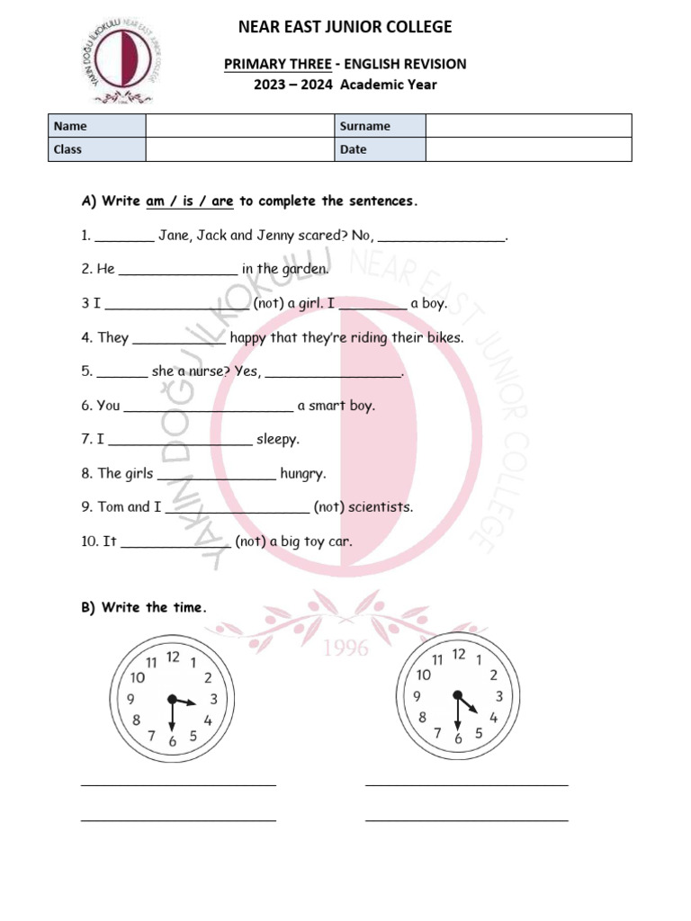 Primary 3 English Revision Worksheet | PDF | English Language | Linguistics
