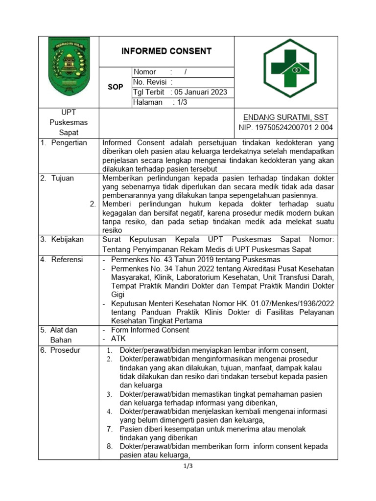 Sop Informed Consent | PDF