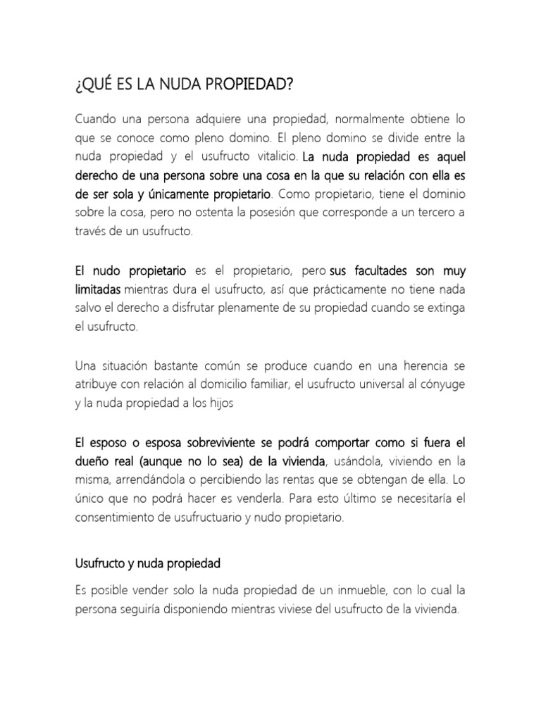 Nuda Propiedad en Colombia: Conceptos Clave | PDF | Propiedad | Derecho ...