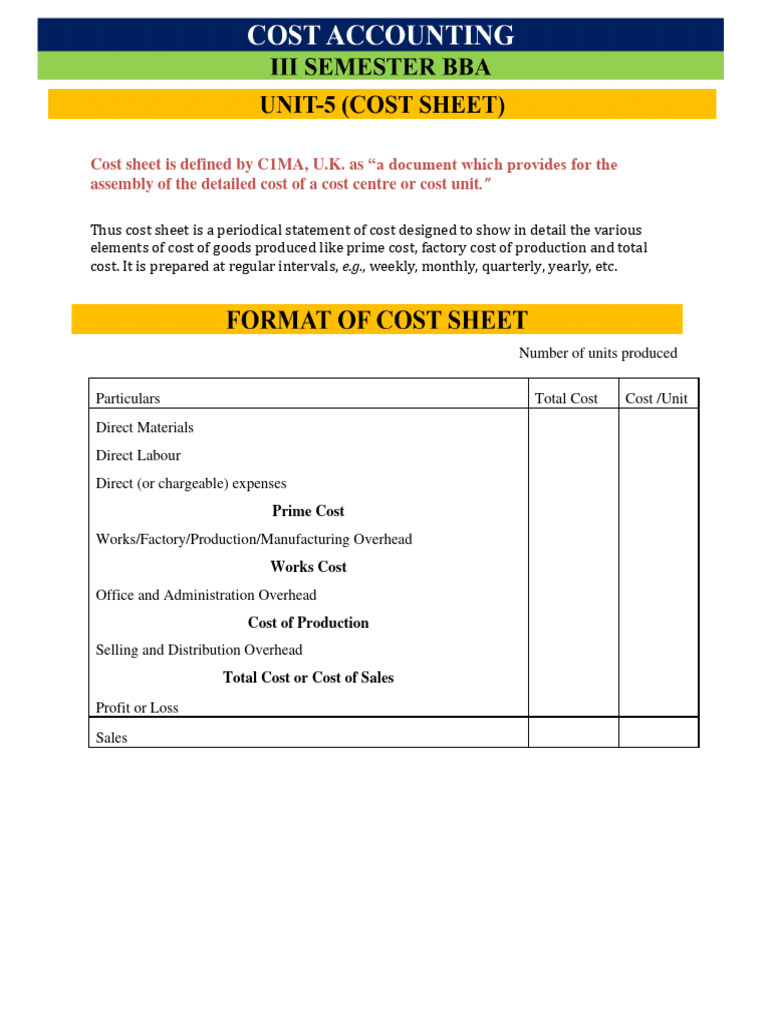 Cost Sheet Preparation in Accounting | PDF | Cost Of Goods Sold | Cost