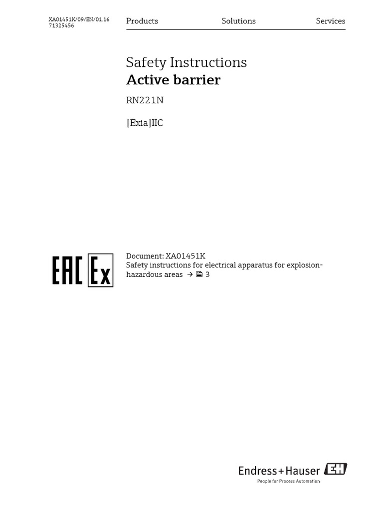 Active Barrier (Exia) IIC Safety Instructions | PDF | Electromagnetism | Electricity