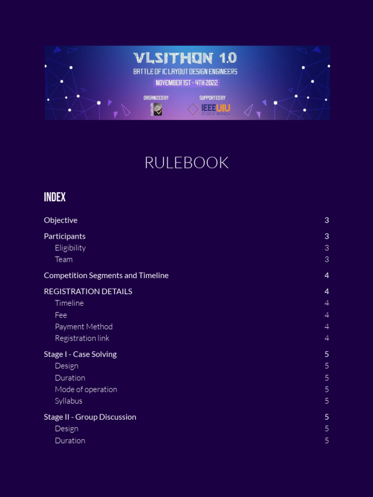 VLSITHON Rulebook_v1.0 | PDF | Integrated Circuit | Digital Electronics