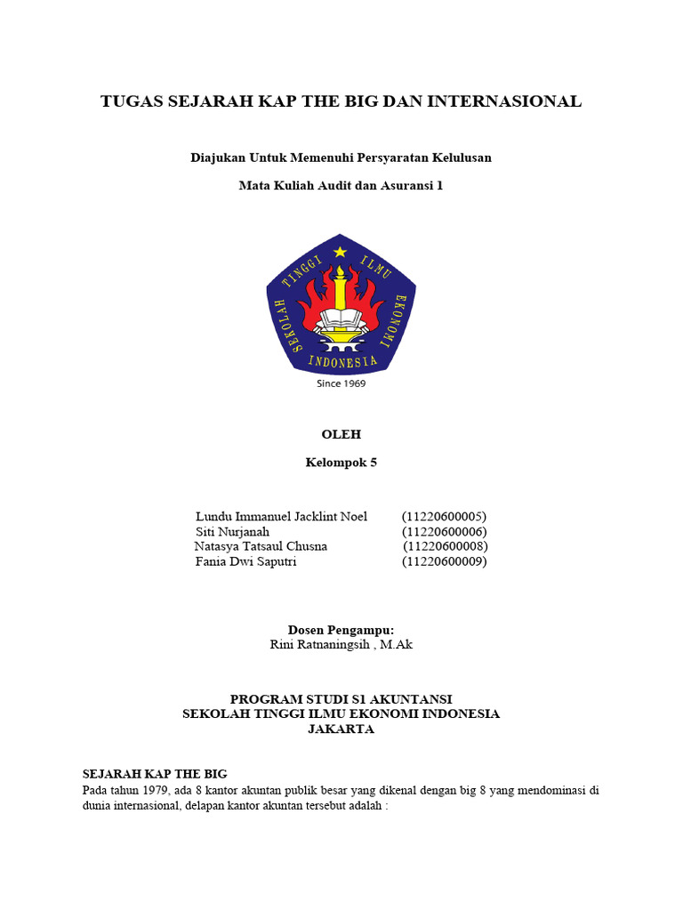 Tugas Audit Dan Asuransi 1 - TM 1 - Tugas KAP Big Dan Internasional | PDF | Hukum