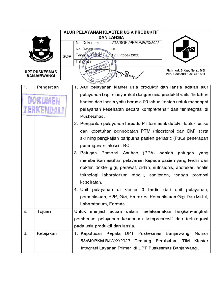 SOP CLUSTER 3 Jadi BJW Scan | PDF | Pengembangan Diri | Kesehatan Holistik