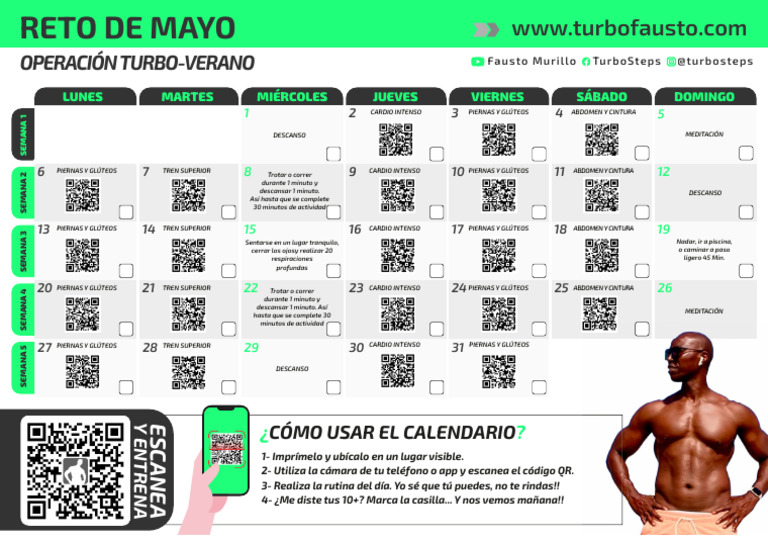 Reto de Mayo: Calendario Fitness TurboSteps | PDF