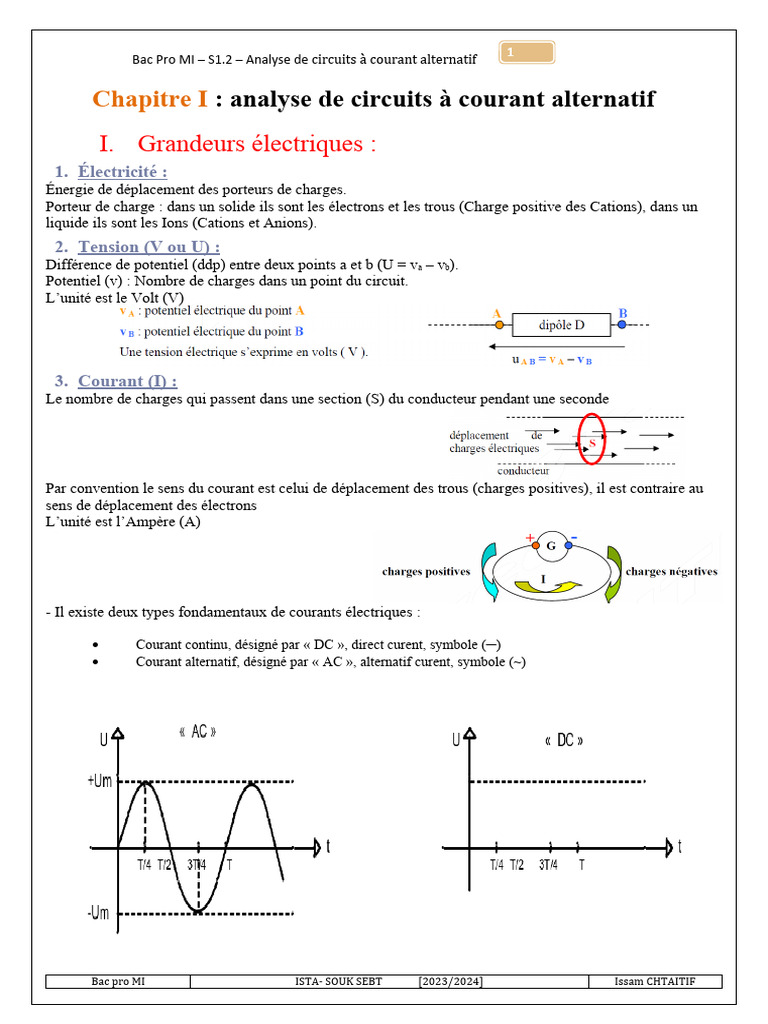 Bac Pro | PDF | Courant électrique | Impédance (électricité)