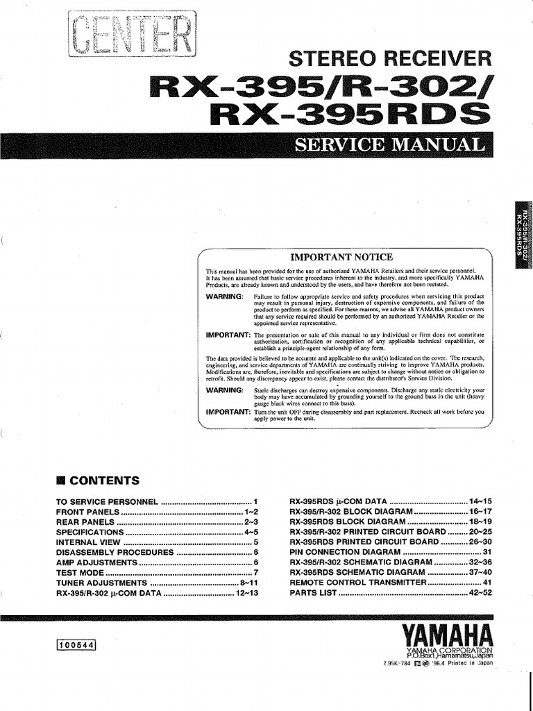 Yamaha 395 | PDF